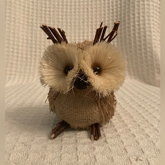 Unknown | Accents | Rustic Sisal Wood Burlap Adorable Owl Figurine ...